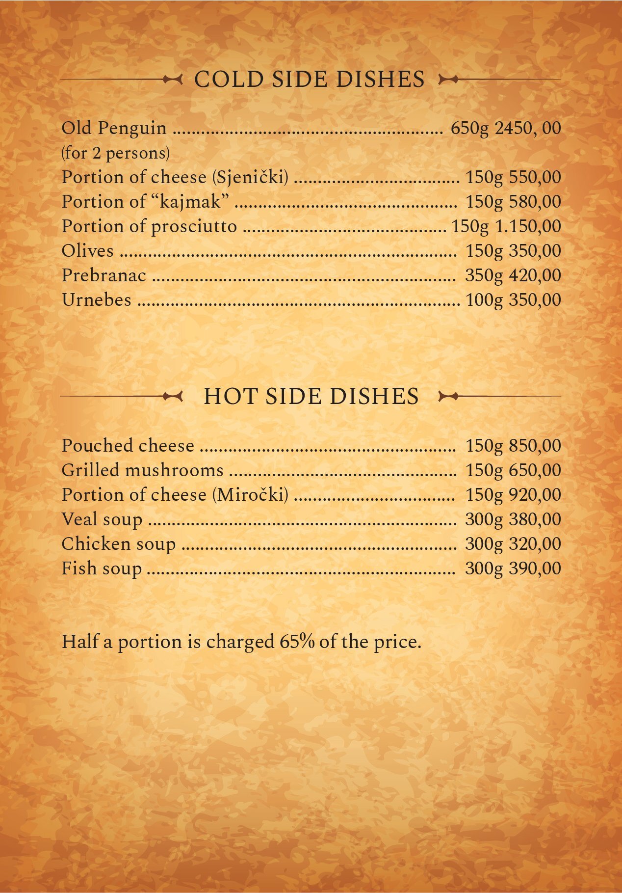 Meni | Stari Pingvin - posvećeni gostima i njihovom uživanju.